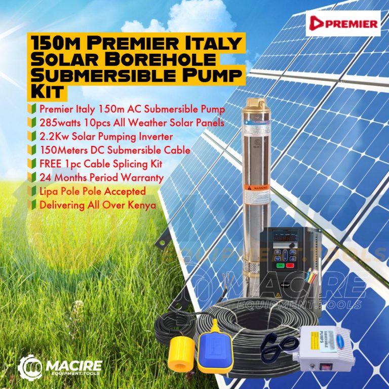 150M Premier Italy Solar Borehole Submersible Pump Kit - Macire