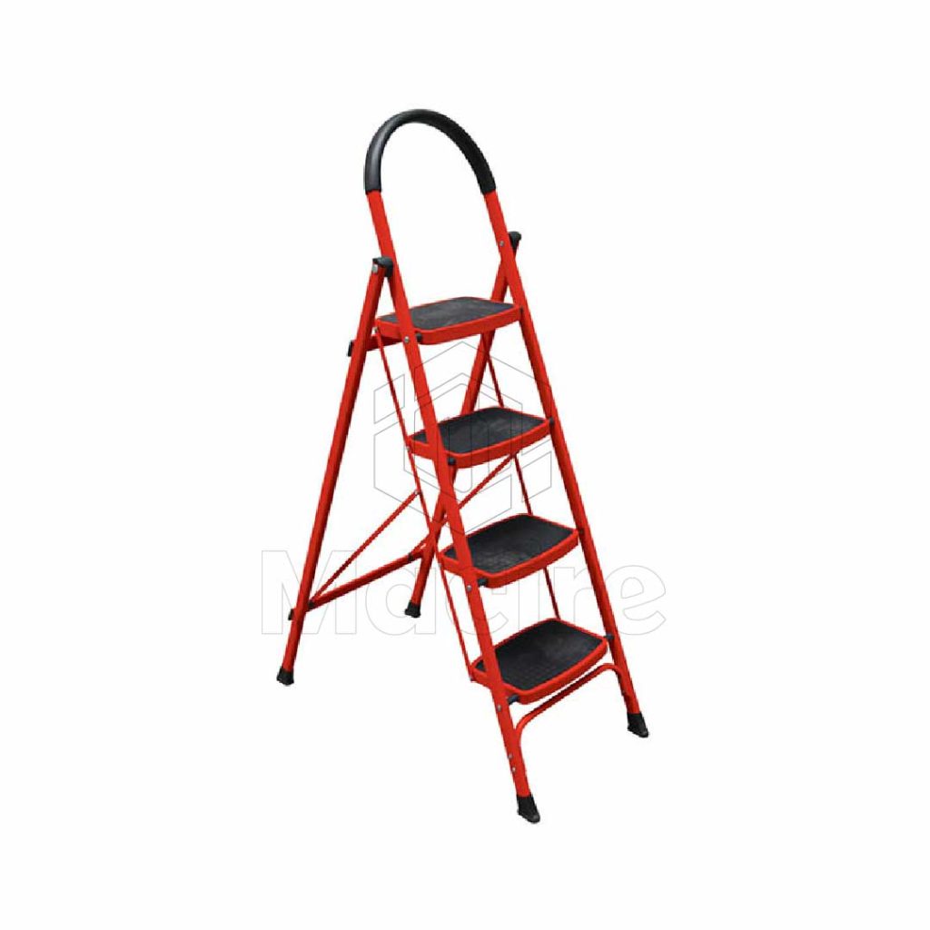 A’ Type 4 Steps Steel Ladder Red - Macire