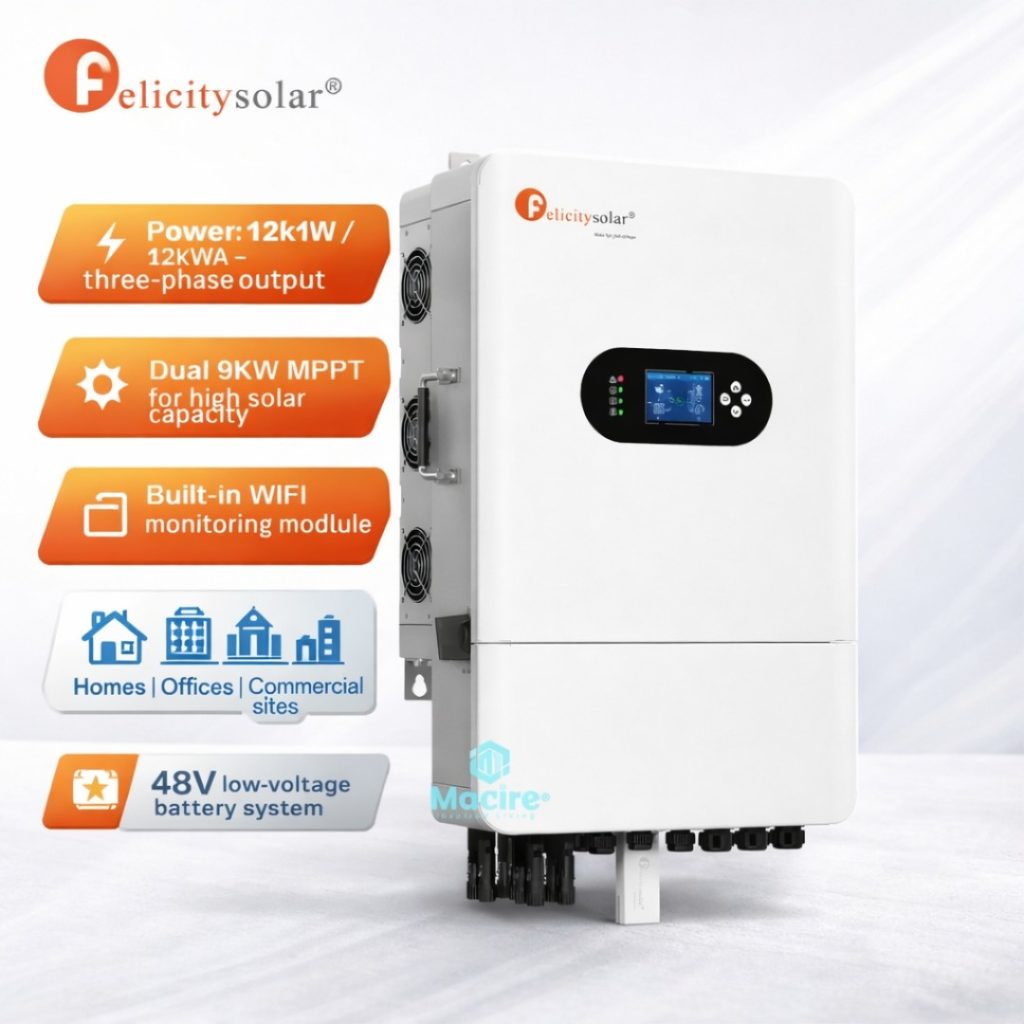 12kW Felicity Hybrid Inverter 48V – Three Phase, Dual MPPT, WiFi